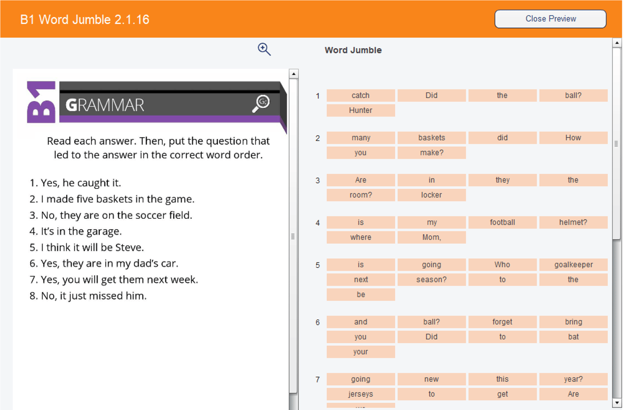 ESL activities possible in the SmartClass Teaching Platform